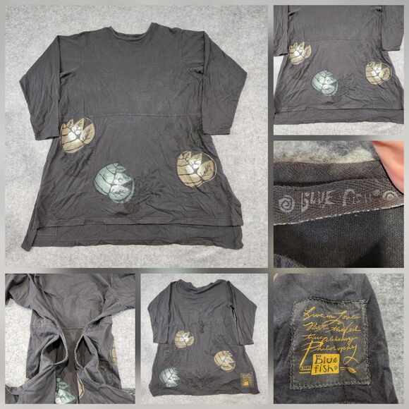 Blue Fish | Dresses | Vtg 9s Blue Fish Handpainted Womens Black Long ...